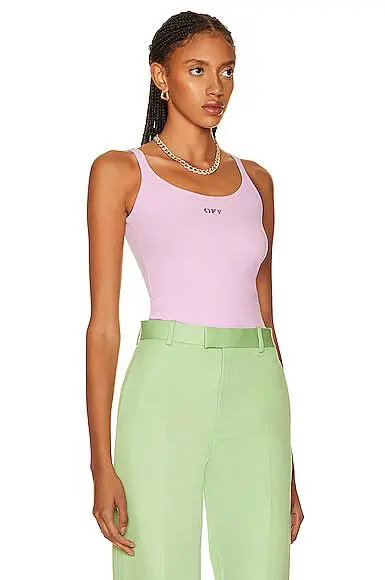 Off-White Off Stamp Ribbed Tank Top In Lavender In Lilac & Fuchsia
